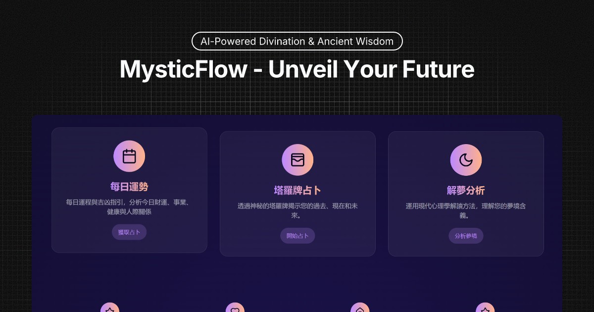 MysticFlow - Unveil Your Future with AI-Powered Divination & Ancient Wisdom